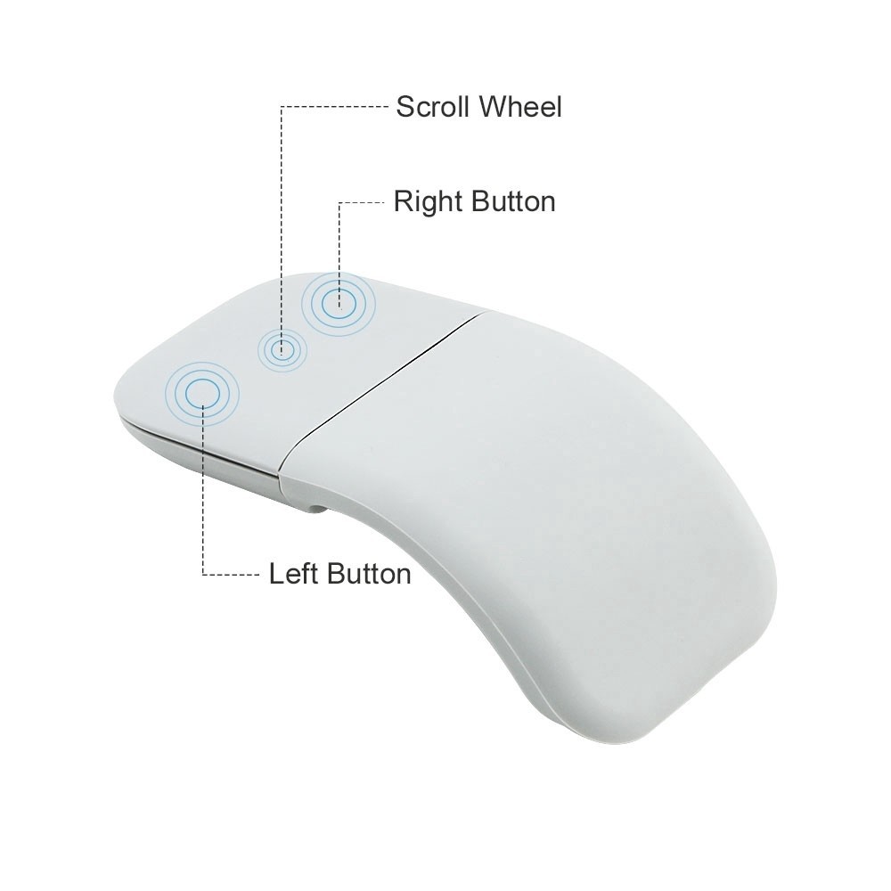 Foldable Silent Bluetooth Mouse Wireless Arc Touch Roller Mice Ultra ...