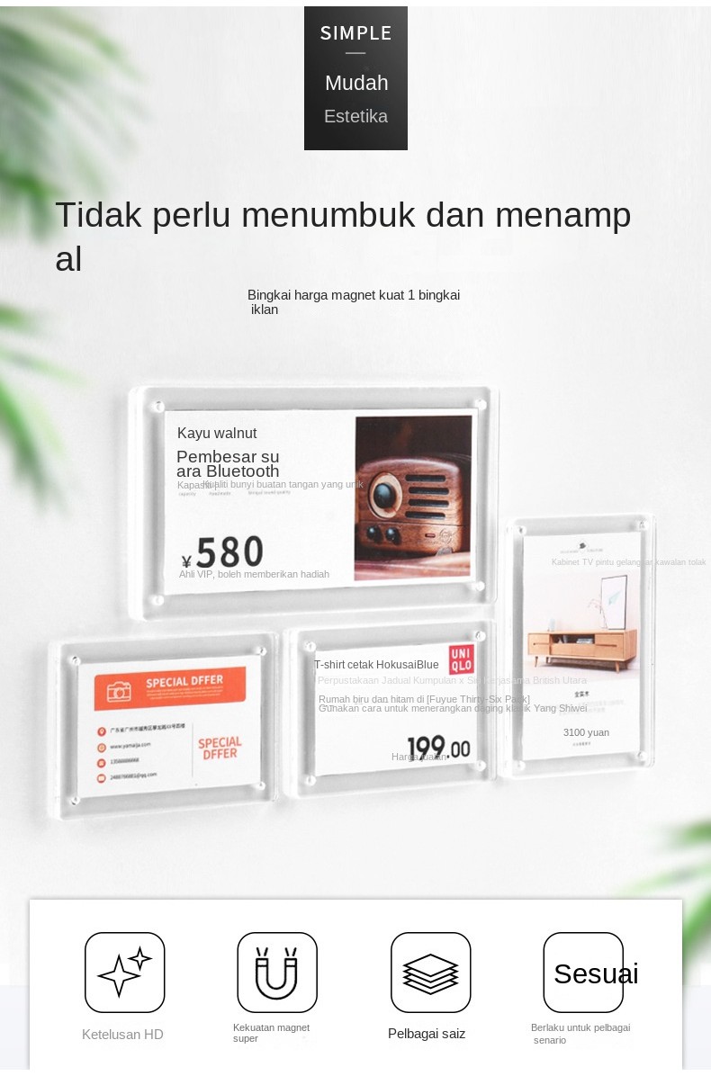 Acrylic Supermarket Price Tag Strong Magnetic Table Card Bathroom ...