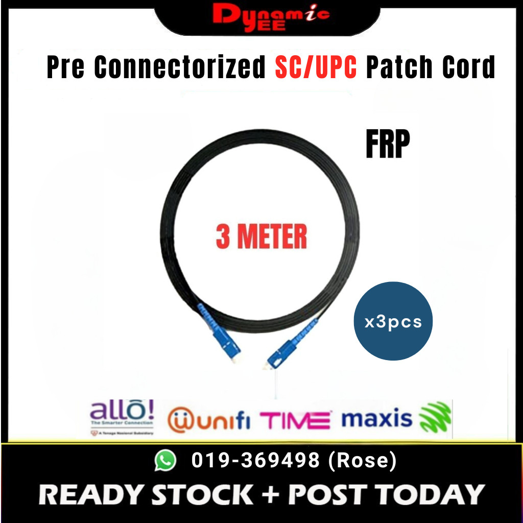 Pre Connectorized SC/UPC Patch Cord FRP 3 Meter 3Pcs PR101 | Shopee Malaysia