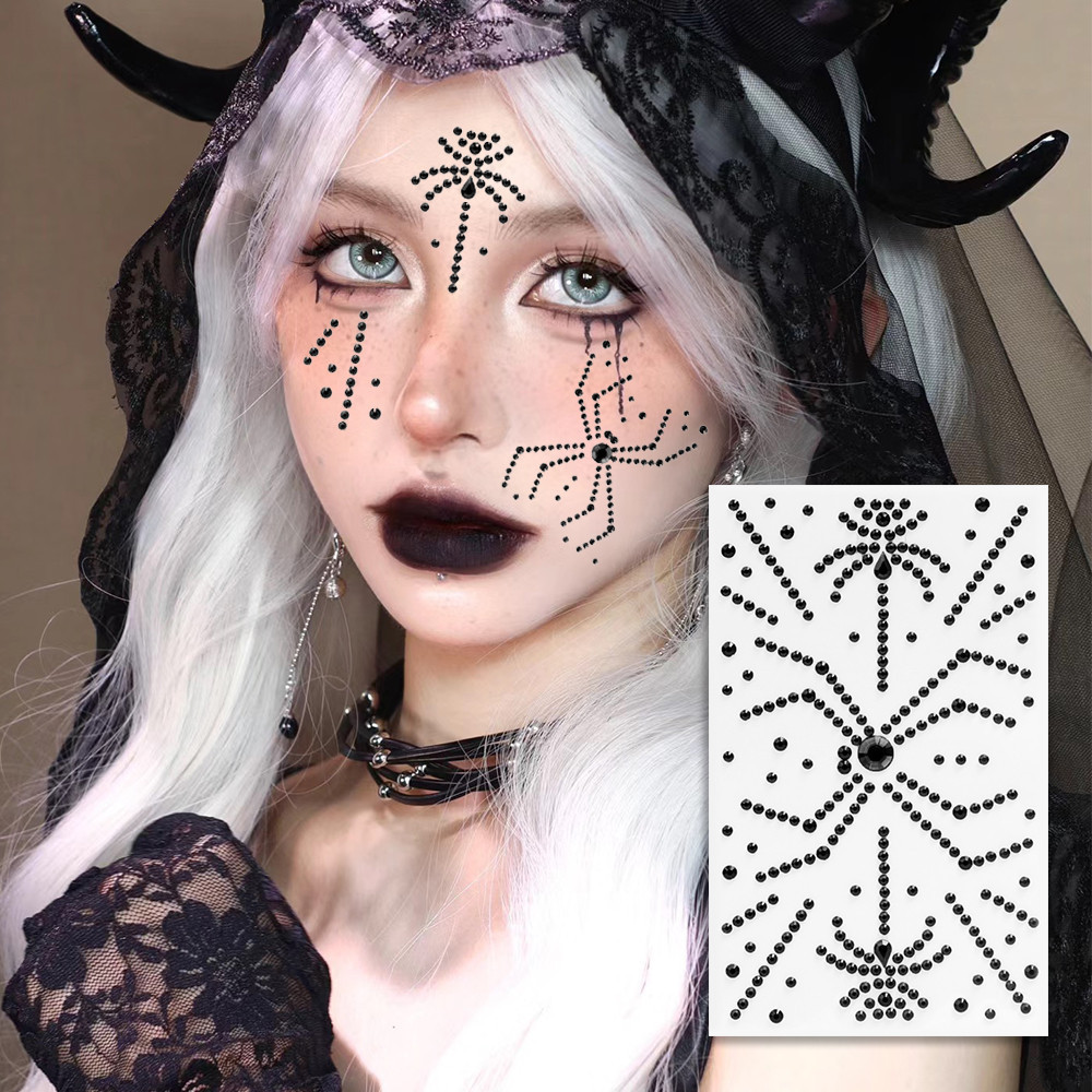 Halloween Scar Purple Spiders Tattoos - DIY Stereo Gem Eyes Face ...