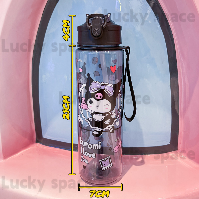 Water Bottle 800ml Kuromi Water Bottle Kids Cinnamoroll Straw Bpa Free Transparent Kawaii Melody ...