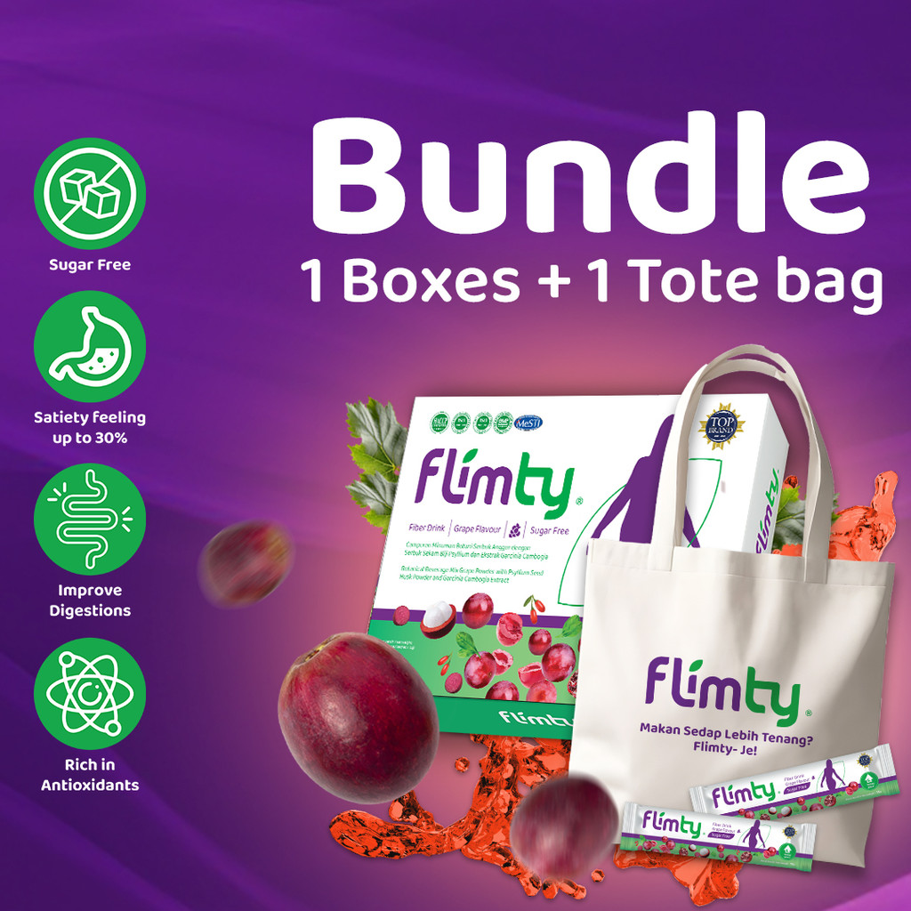 Flimty Fiber Drink Detox Probiotic and Tote Bag (1 Box x 10 Sachets ...