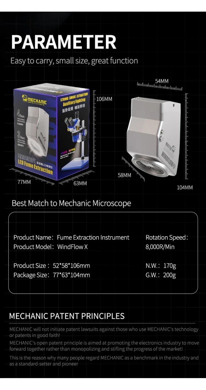 MECHANIC WindFlow X Exhaust Fan with Light Powerful Smoke Exhaust Tool ...