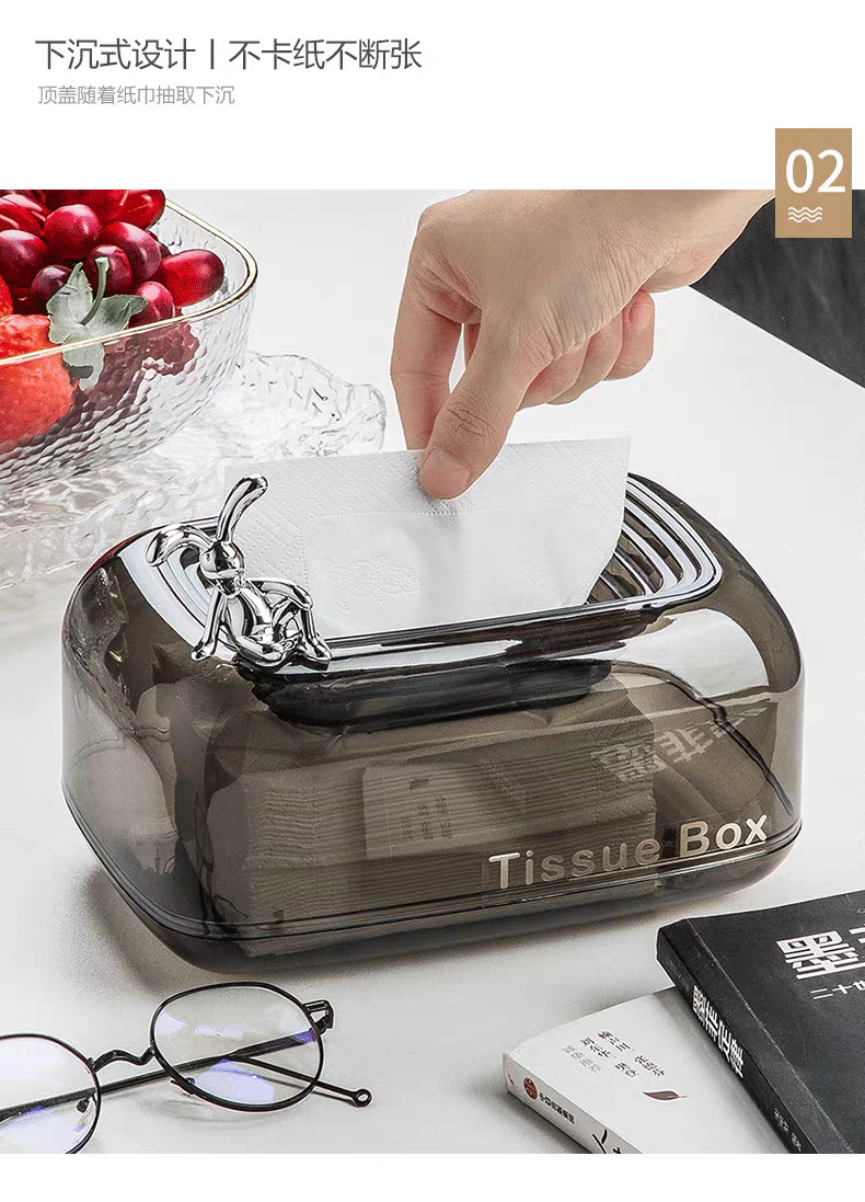 C&M Self Sinking Tissue Box Cover Rectangular Light Luxury Transparent ...