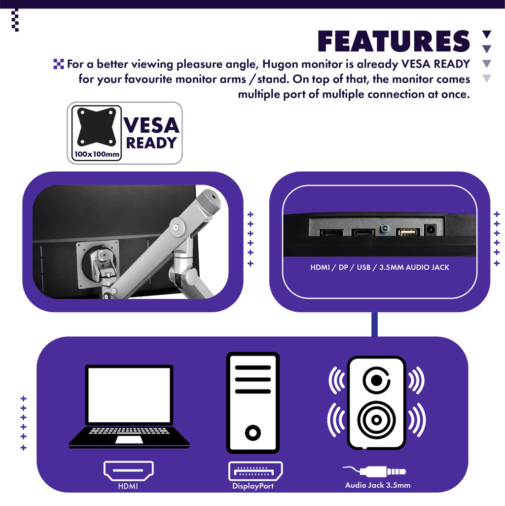 HUGON 27" 180Hz QHD 2K 1ms HDR400 Curved Adaptive-Sync Gaming Monitor ...