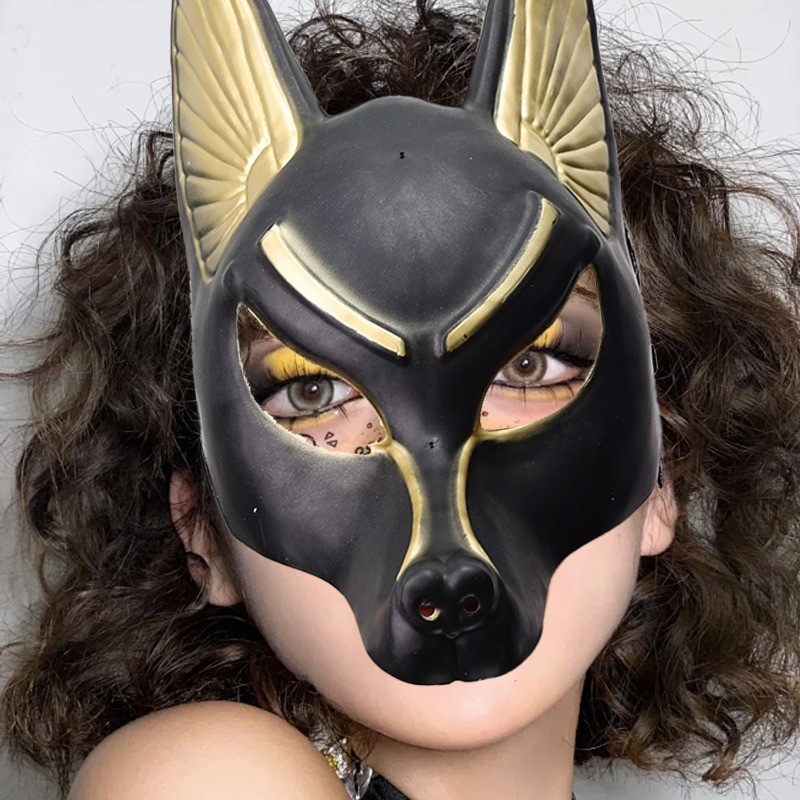Retro Fashion Ancient Egyptian Anubis Wolf Face Mask Halloween Costume ...