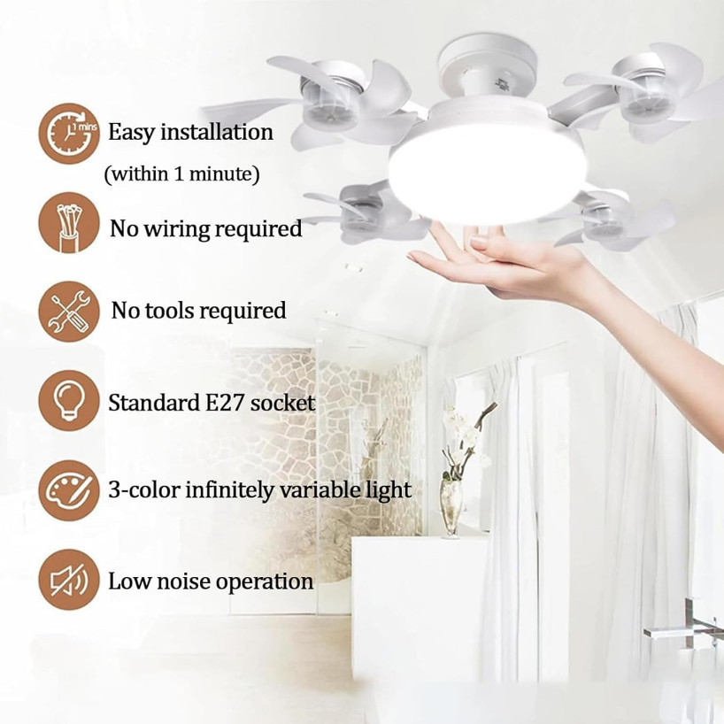 2025 E27 Base Drone Design Silent Ceiling Fan with Remote Control, 80W ...