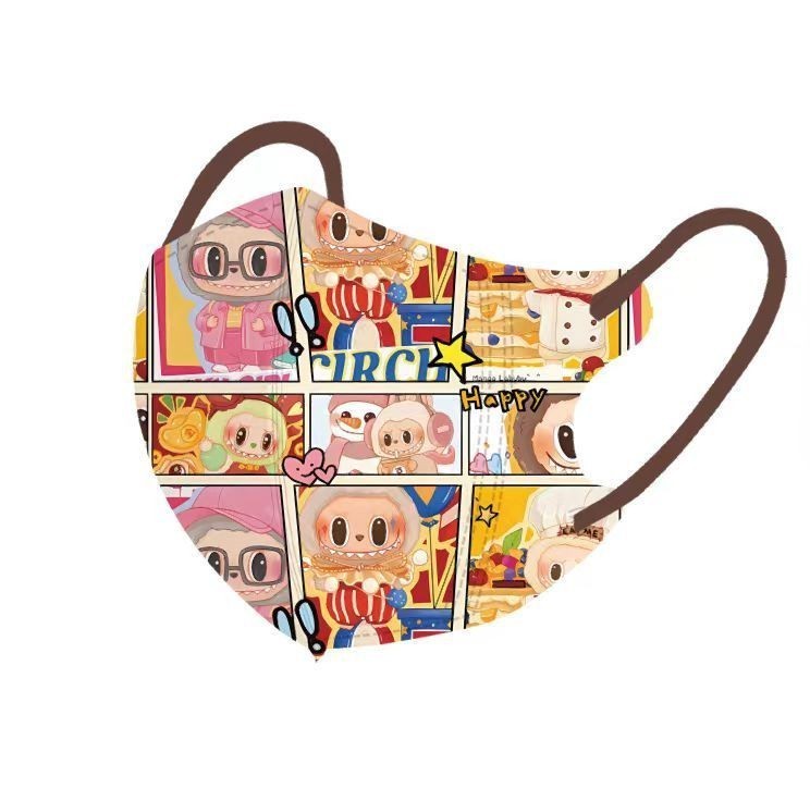POP MART 3D Cartoon Printed Mask Cute LABUBU Children's Mask ...