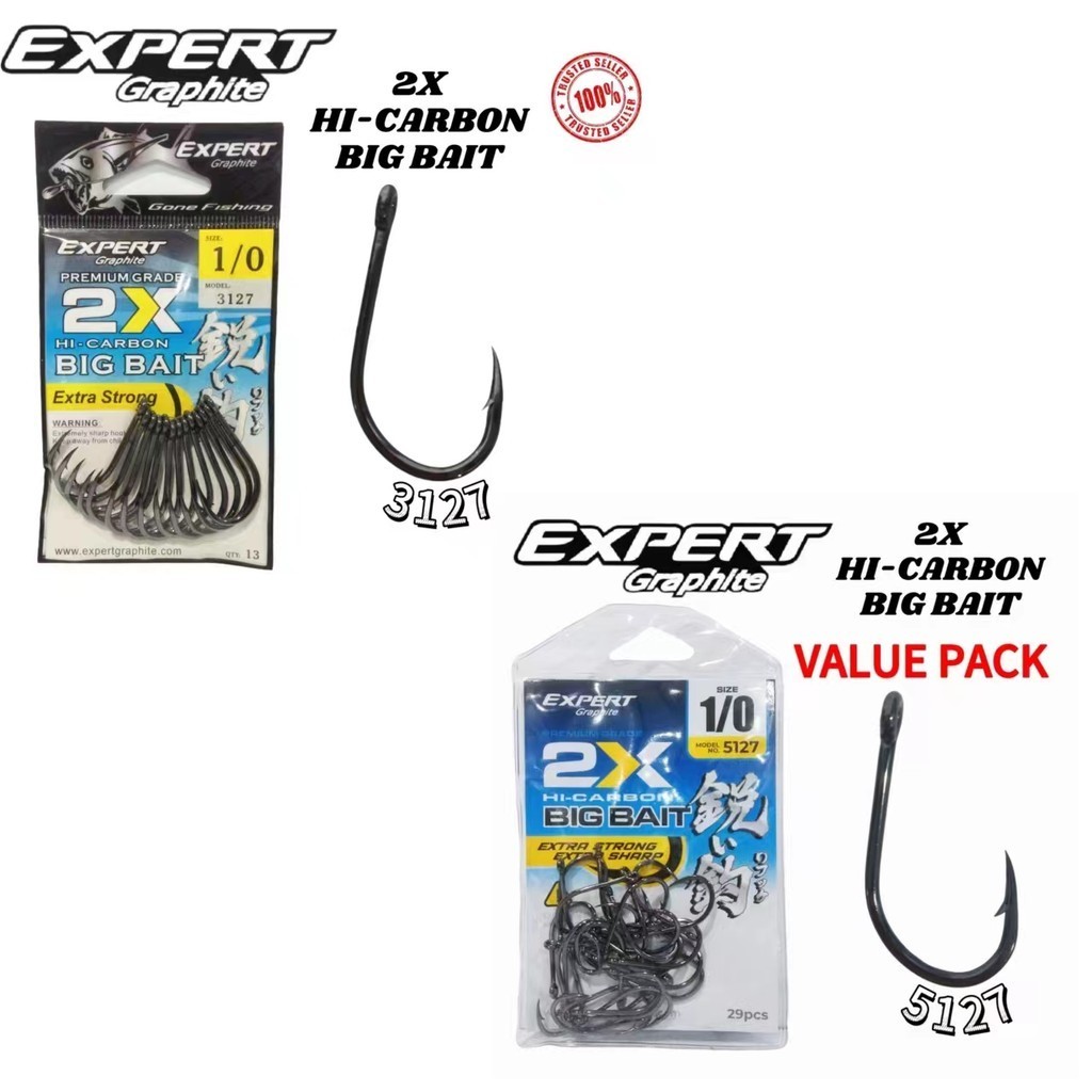 EXPERT GRAPHITE BIG BAIT 2x FISHING HOOK (3127 / 5127) | Shopee Malaysia