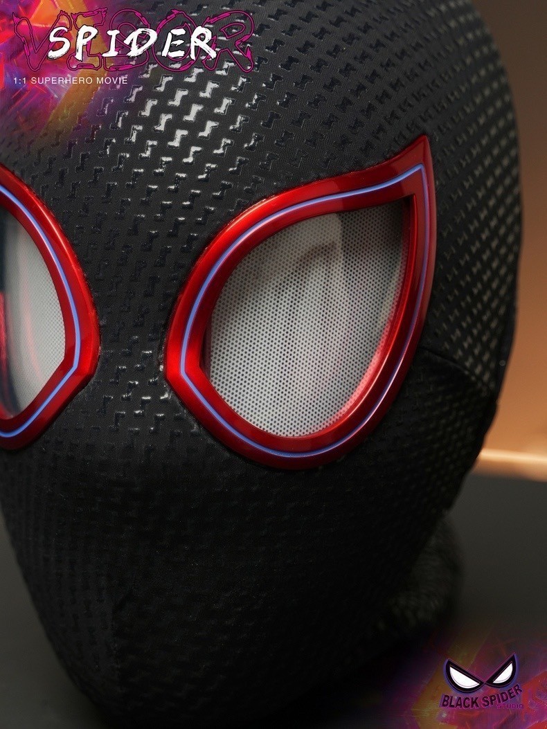 Miles Spider Man Headset with Movable Eyes Glowing Electric Blink Mask ...