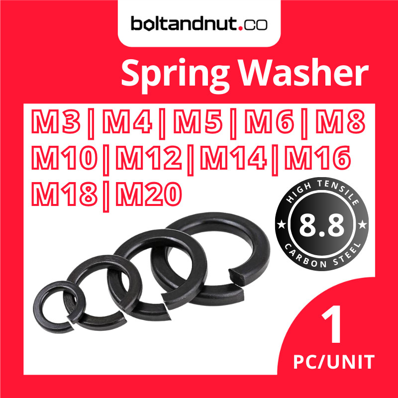 Spring Washer DIN127B | Black Oxide Coating | M3 M4 M5 M6 M8 M10 M12 ...