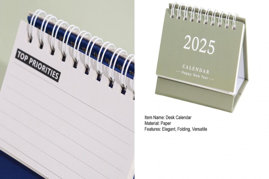 [MOONWHITE] Triangular Folding Desk Calendar Office Desk Calendar 2025 ...