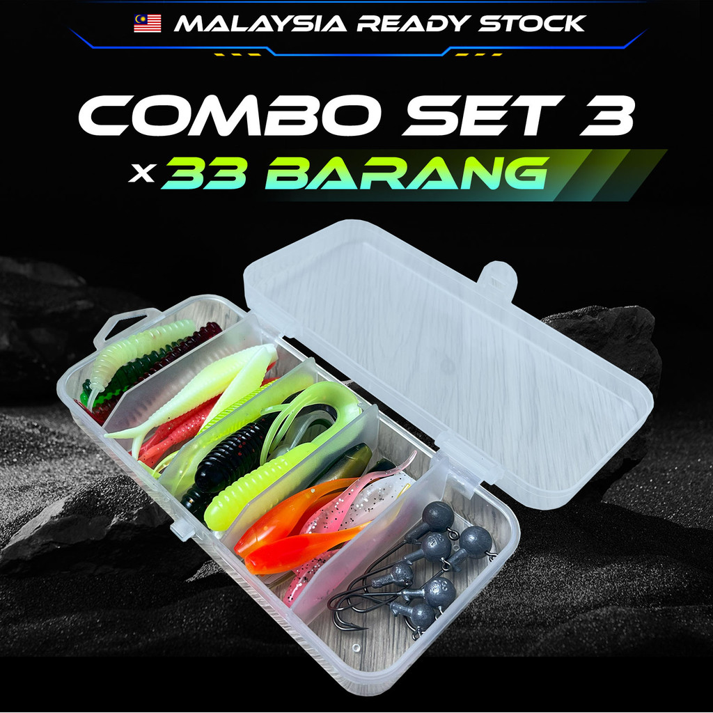 【MR.T】 Soft Plastik Combo Set Umpan Casting SP MANIA JigHead Fishing ...