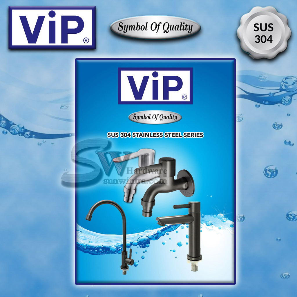 VIP SUS304 STAINLESS STEEL WALL TYPE 2-WAY BIB TAP #SS-2222 SS2222 TWO ...