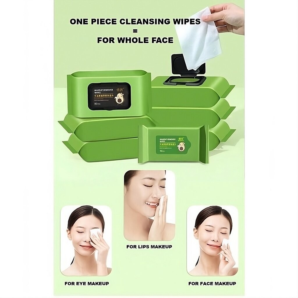 80 Sheets Avocado Makeup Make Up Remover Tissues Lap Basah Solekan ...