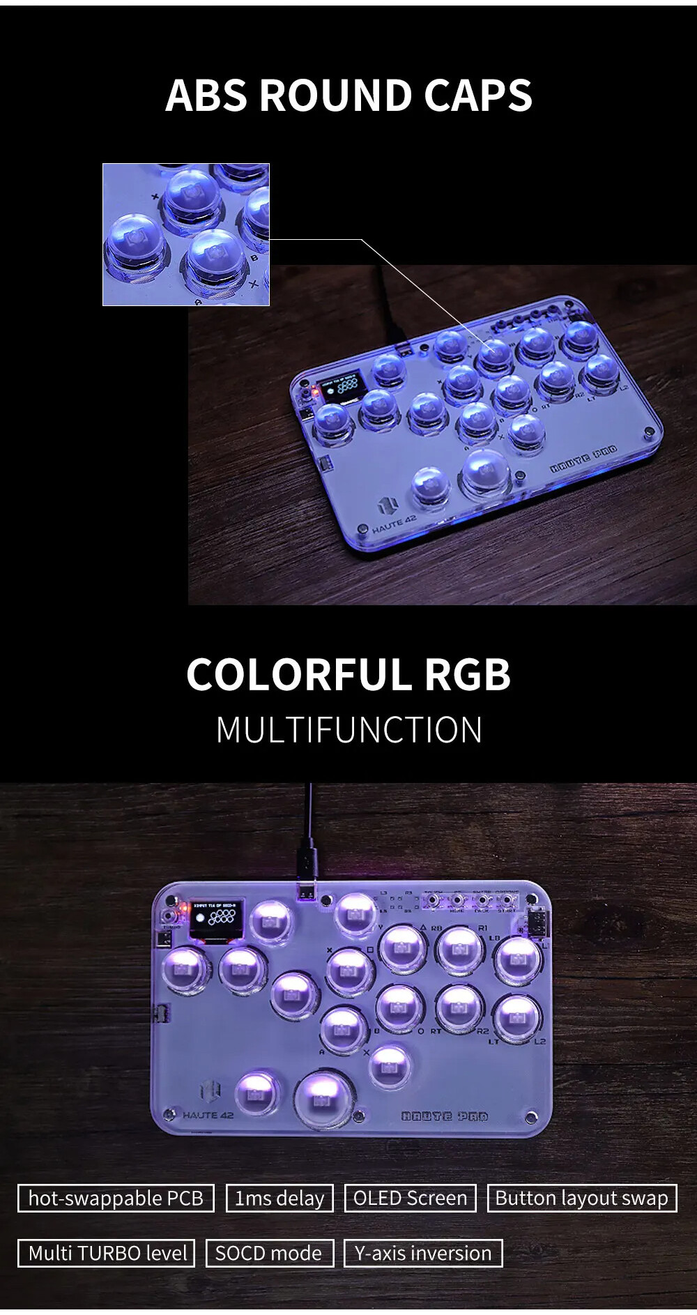 Haute42 Arcade Joystick Hitbox Controller Street Fight Sticks for PC ...