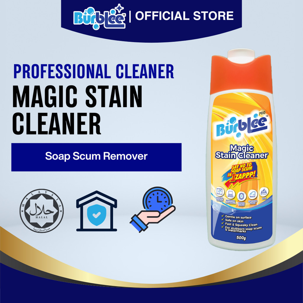 Burblee PRO Magic Stain Cleaner For Soap Scum Remover (12x500ml ...