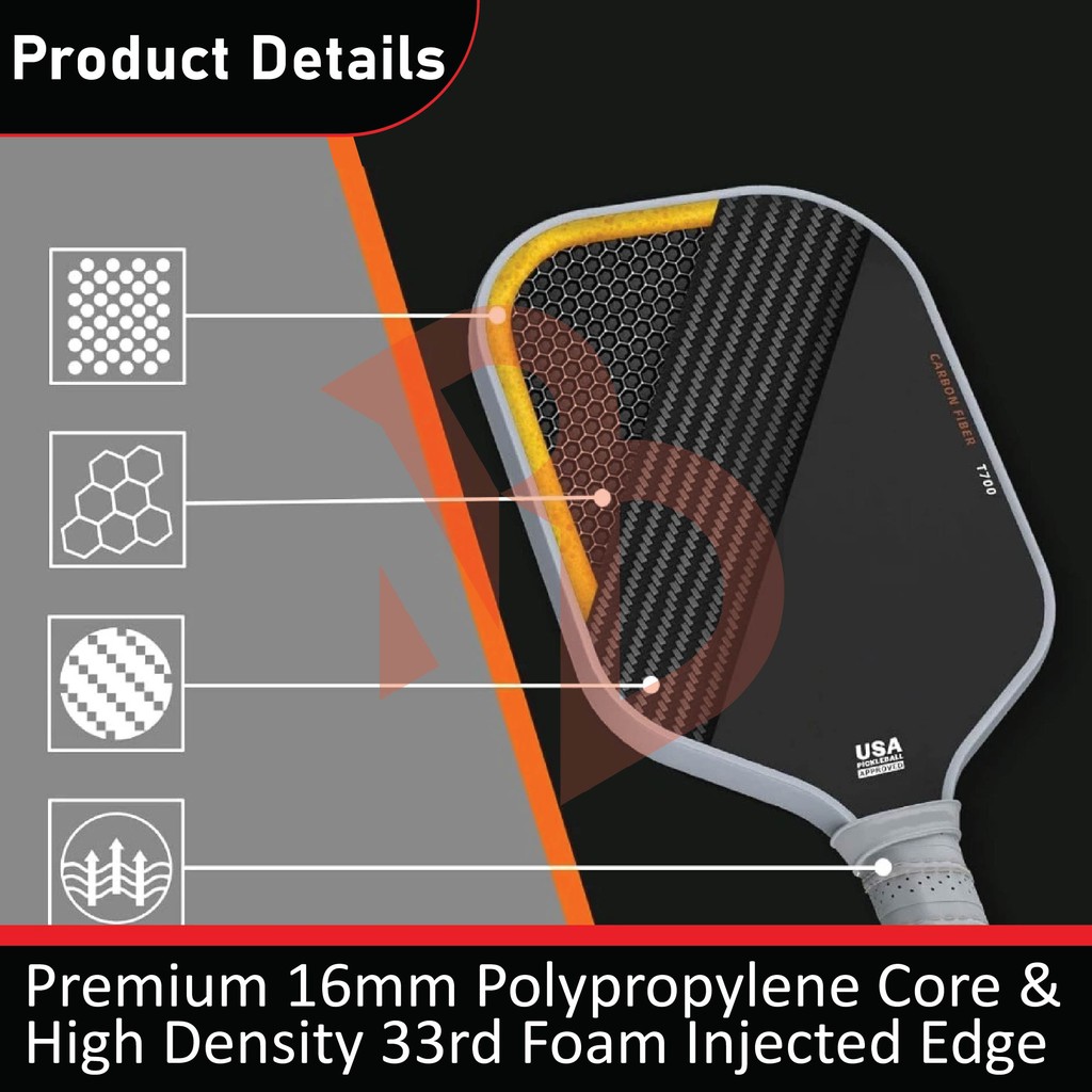 16mm Full Set USA T700 Toray Carbon Fiber Pickleball Paddle Competition ...