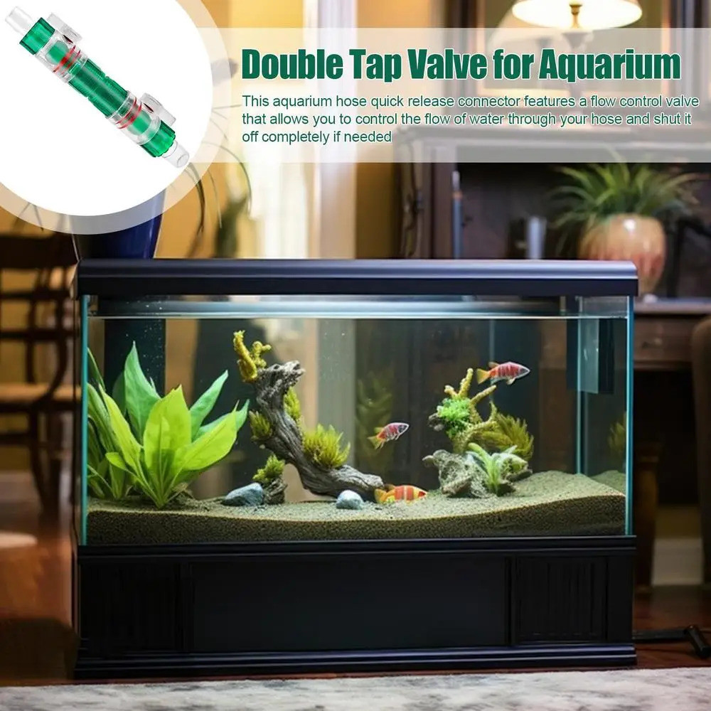Double Tap Valve Aquarium Fish Tank Hose Connector, Quick Release ...