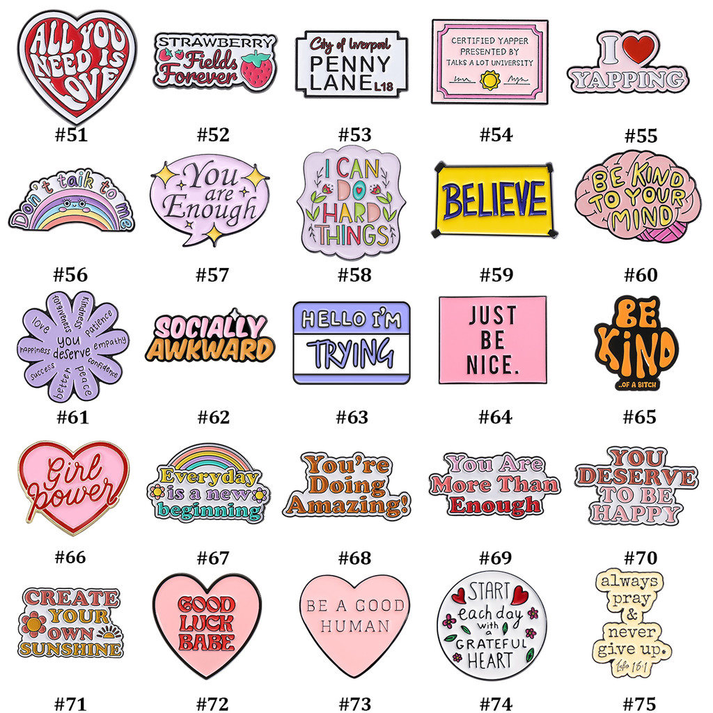 Creative Personality Slogan Enamel Lapel Pin Colorful Text Metal Brooch ...