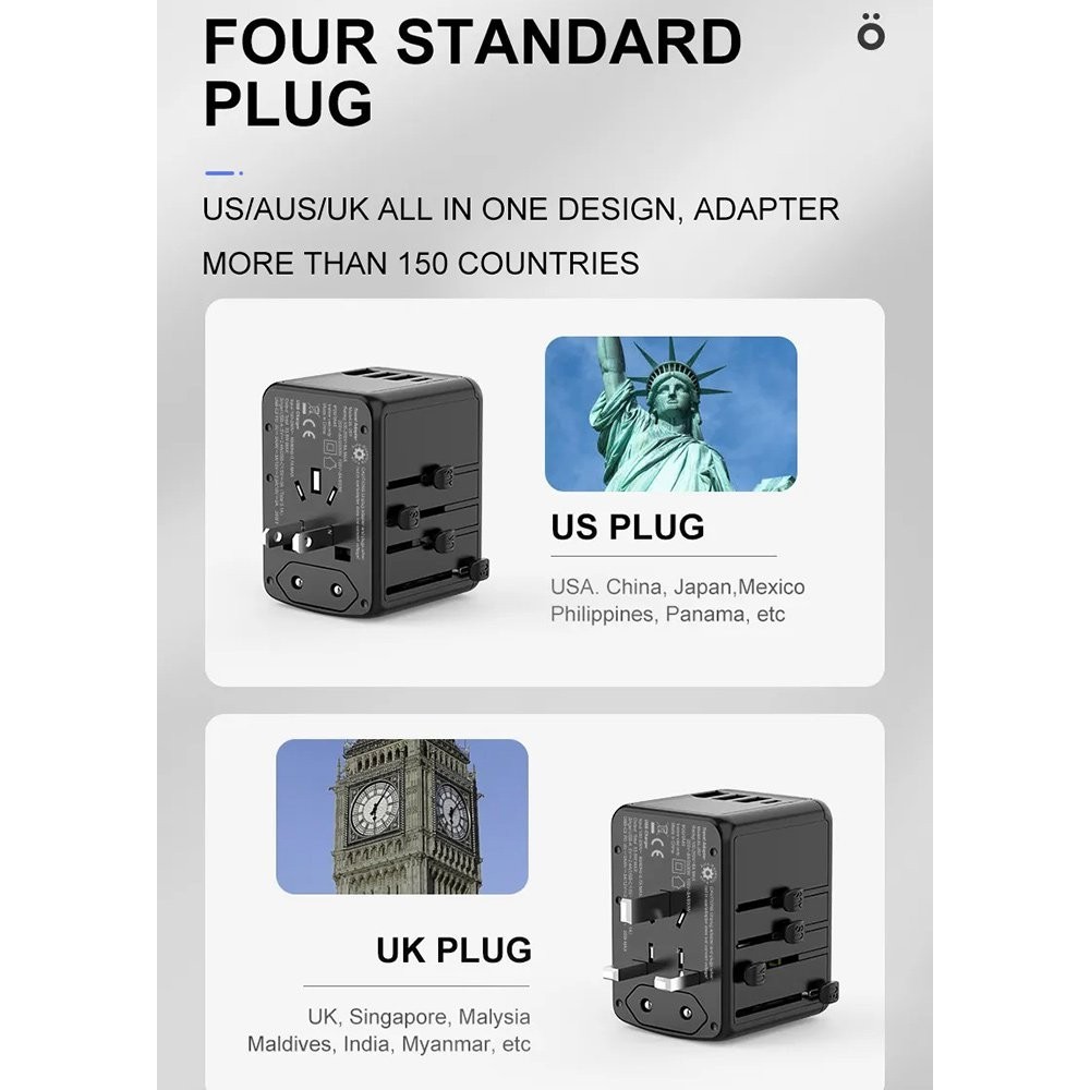GLINK Universal International Travel Plug Adapter with Multiple USB ...