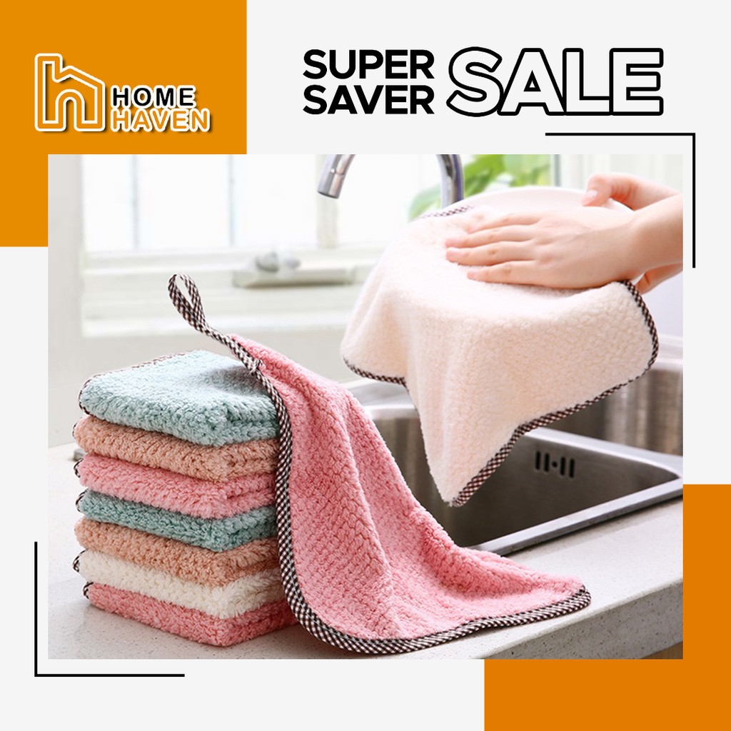 HOME HAVEN Kitchen Dish Wiping Towel Rag Non-stick Oil Double-layer ...