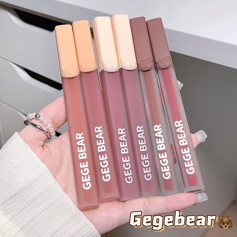 Gege Bear Lip Mud Velvet Lip Glaze Matte Non-stick Cup with Makeup | Shopee Malaysia