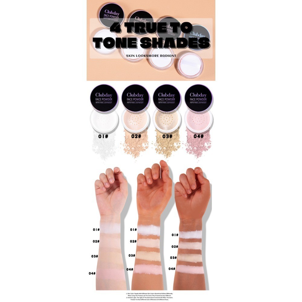 Clubday Pink Glitter Setting Powder 4 Color Long Lasting Oil Control ...