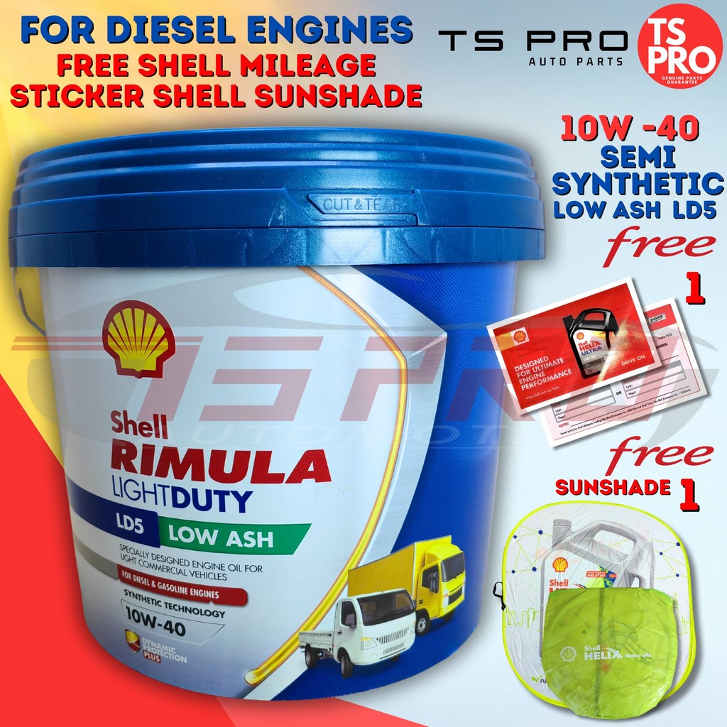 Shell Genuine 10W-40 7.5L LD5 LOW ASH Semi Synthetic Diesel Engine Oil Minyak Hitam + Free Shell ...