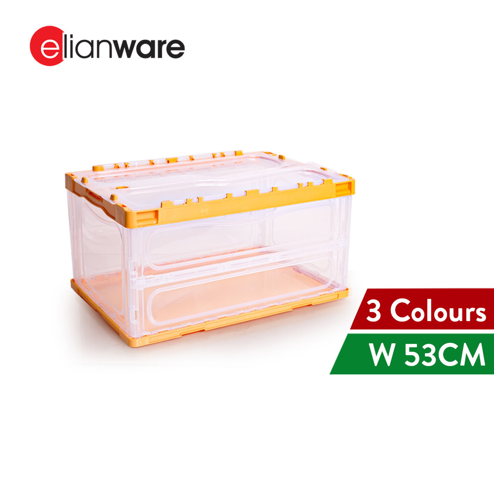 Elianware Foldable Storage Box Multipurpose Easy Lock Large Transparent ...