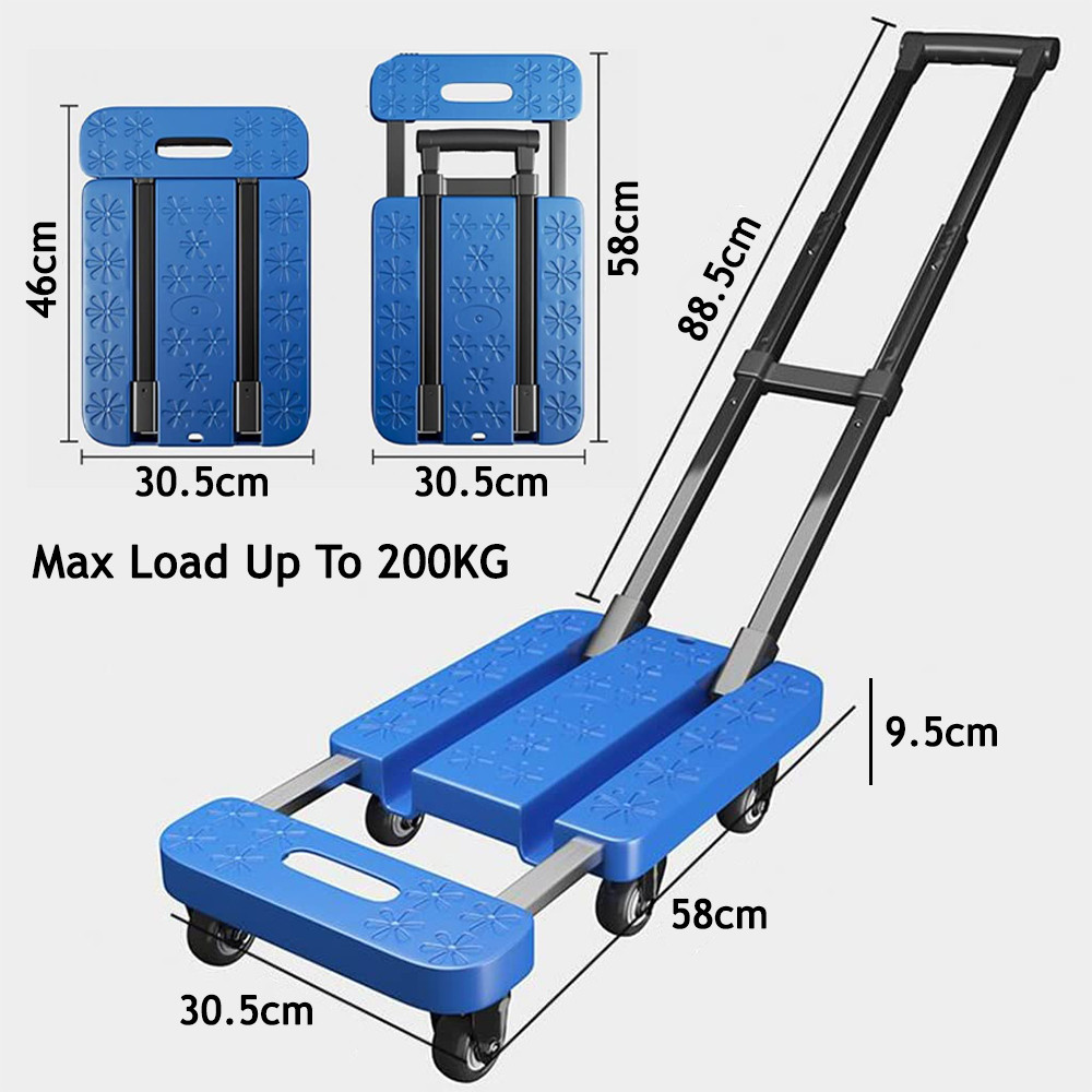 [200KG] Encora Foldable Heavy Duty Trolley Hand Truck Troli Berlipat ...
