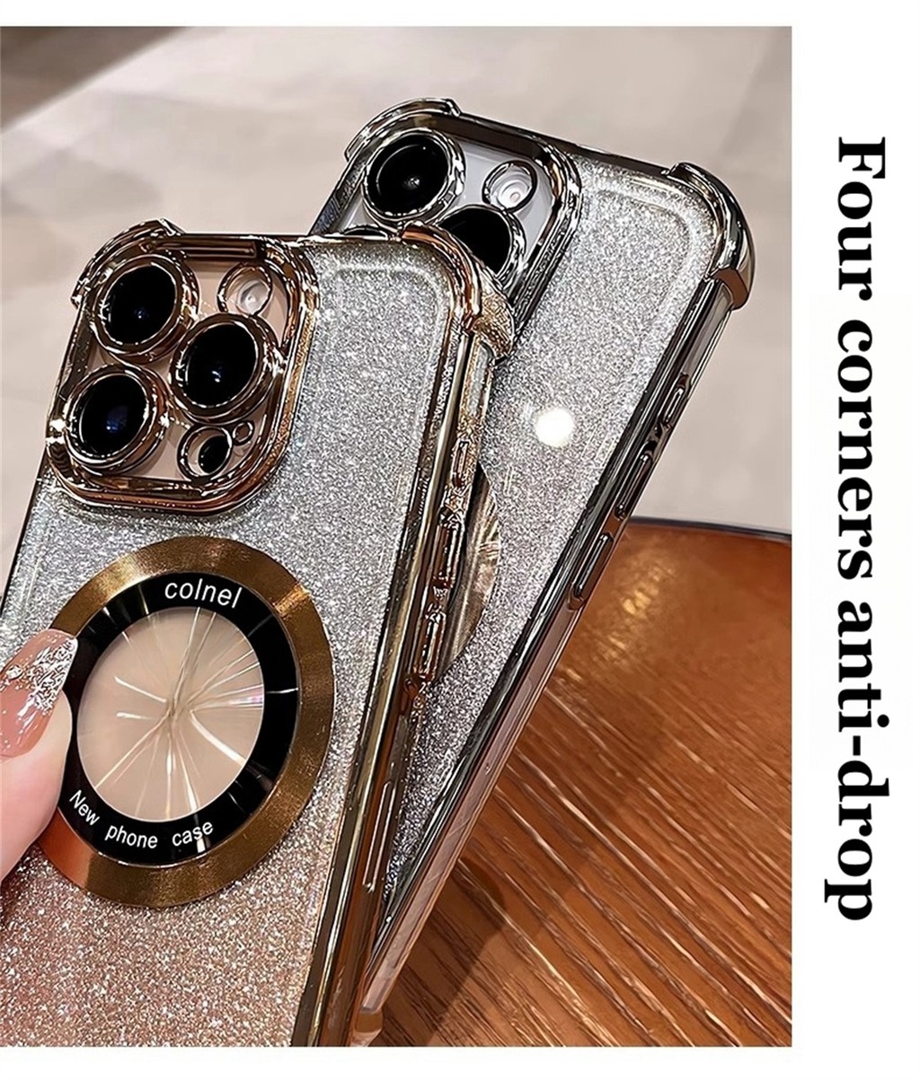 Desert Titanium Gradient Glitter Phone Case for IPhone 16 Pro Max 12 13 ...