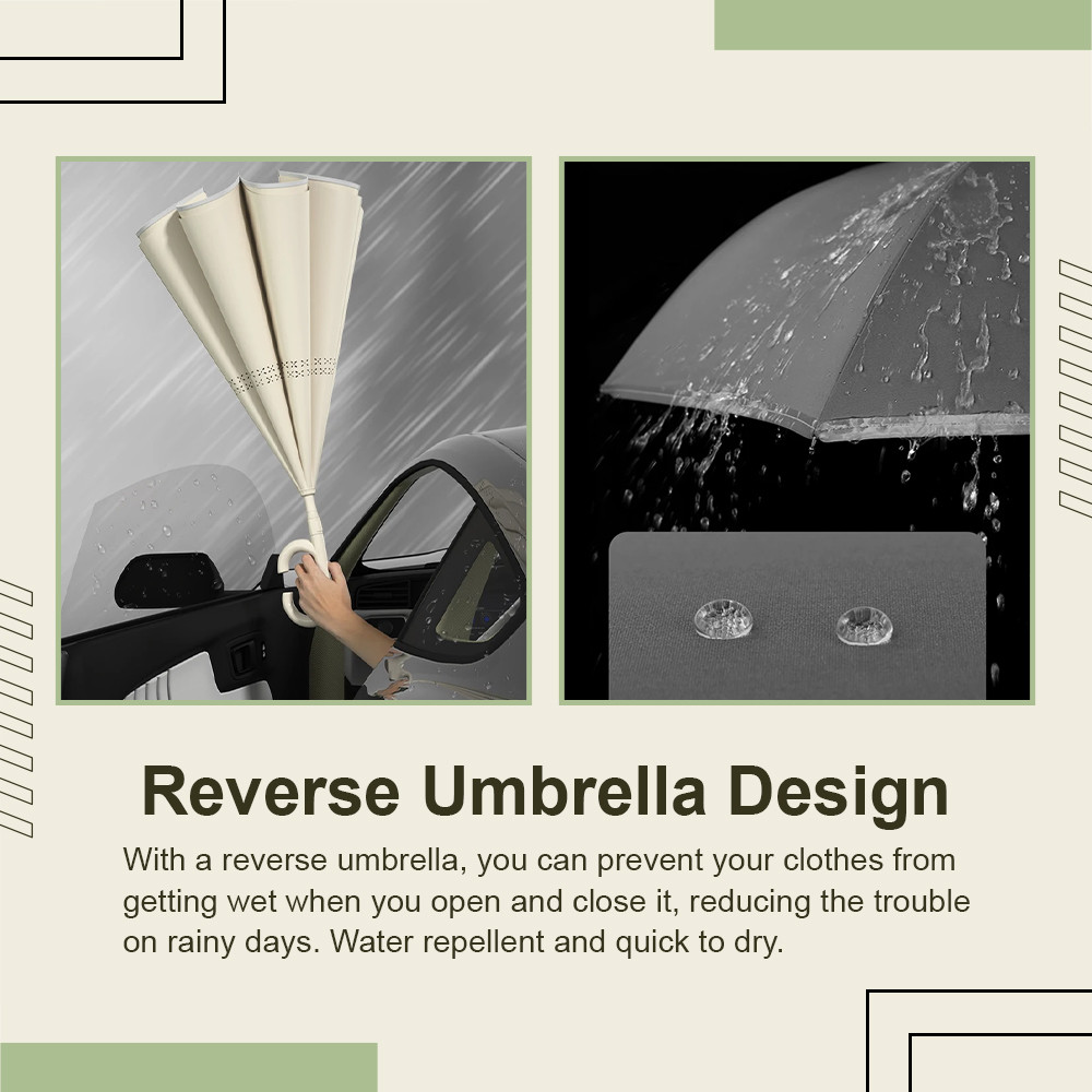 Encora Double Layer Inverted Automatic Umbrella Payung Auto Buka Upside ...