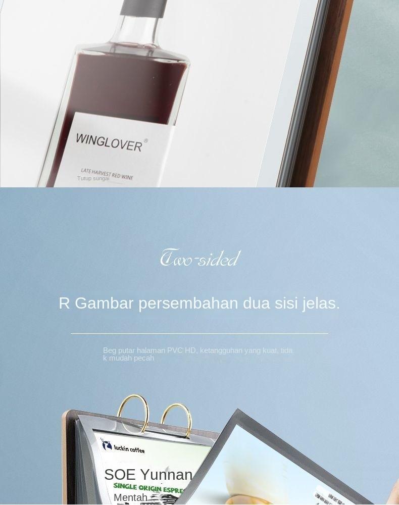 Halaman kayu walnut kad meja A4 akrilik Taiwan tanda kedai teh susu jenama wain pelbagai halaman ...