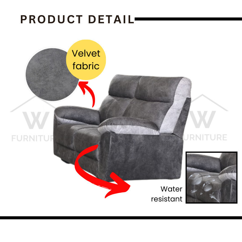 Wfurniture Premium Quality 1+2+3 Seater Velvet Fabric Sofa Set Luxury ...