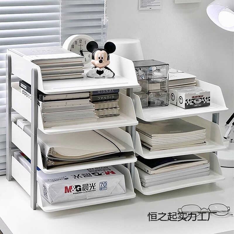 Desktop File Storage Rack Office Data Multi-Layered a4 Folder File Rack ...