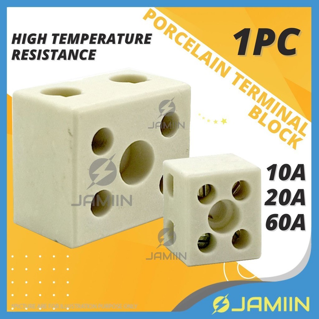 10A / 20A / 60A 2way Ceramics Terminal Blocks High Temperature Ceramic ...