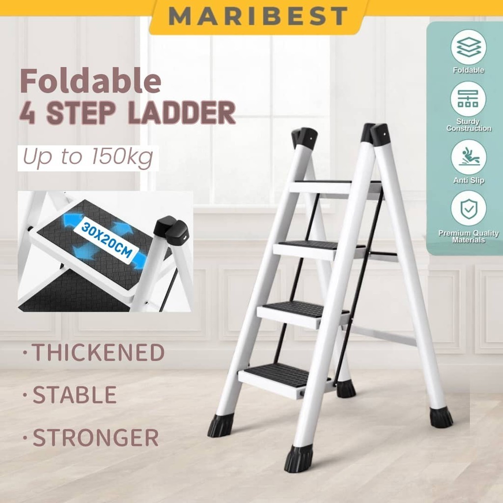 Tangga Lipat 4 Steps Foldable Portable Ladder Stool Steel Ladder Widen ...