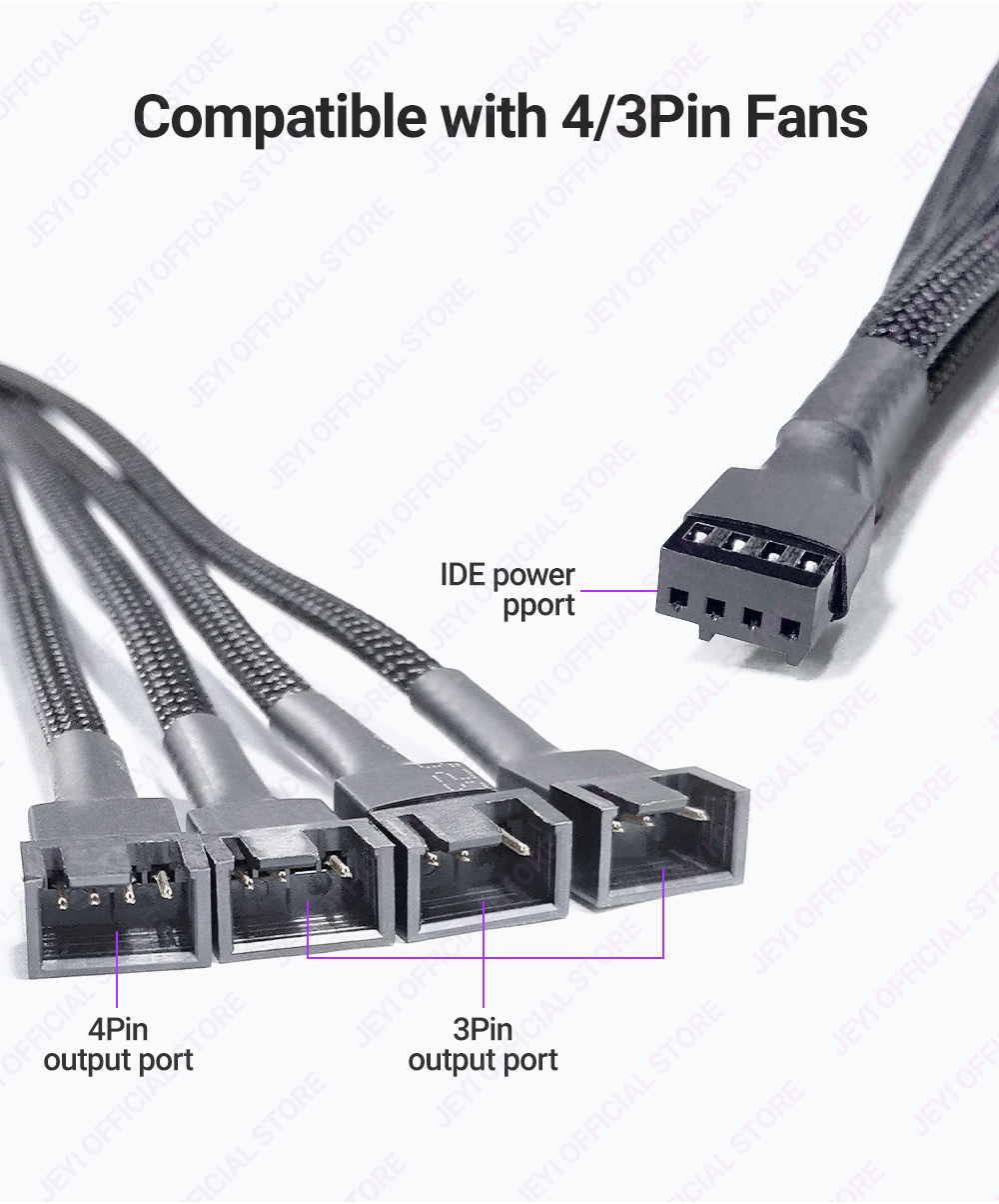 JEYI motherboard four-pin one-point-two extension 4-pin 1 to 3 adapter ...