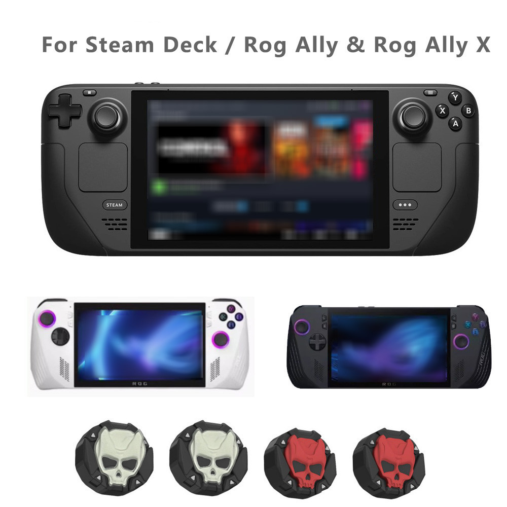 4Pcs Skull Silicone Thumb Stick Grip Cap For Steam Deck / Rog Ally ...