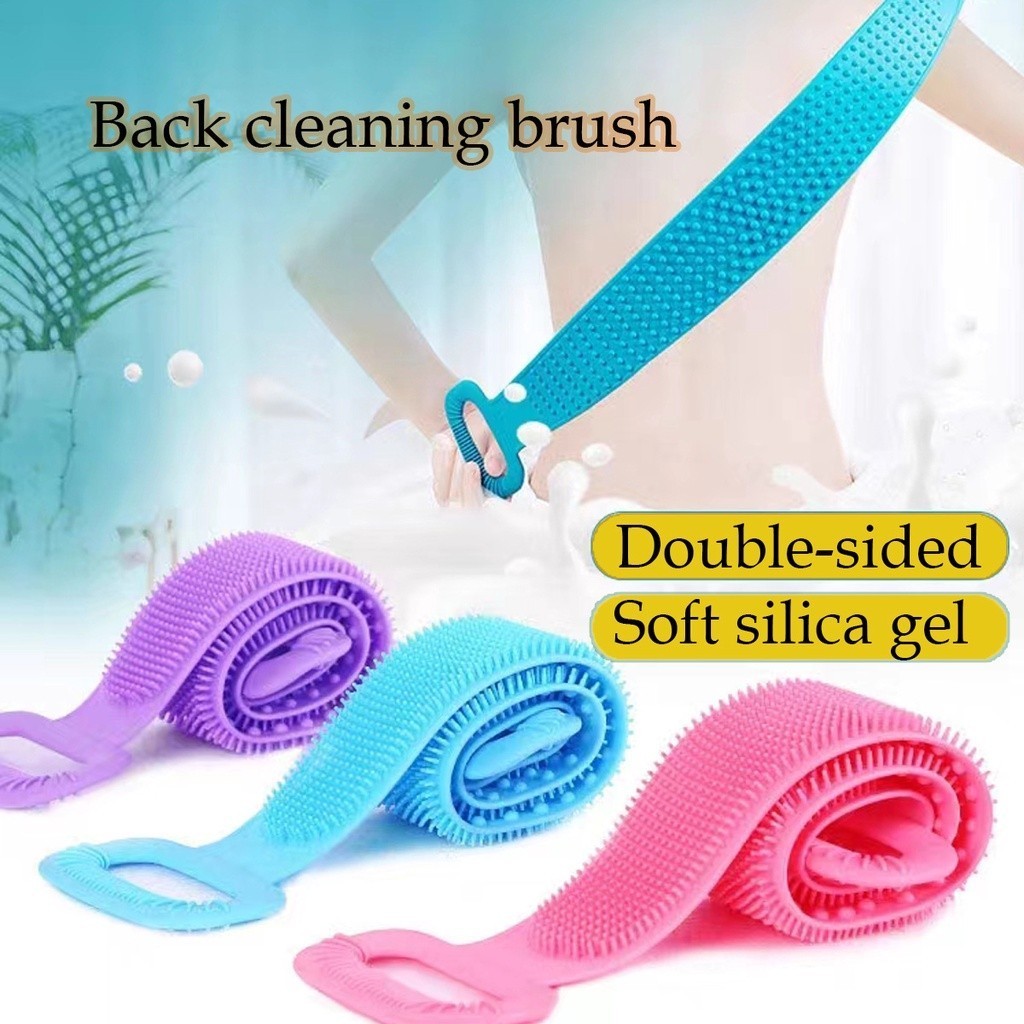 60Cm Back Cleaning Brush Bathroom Silicone Soft Hand Pull Body Deep ...