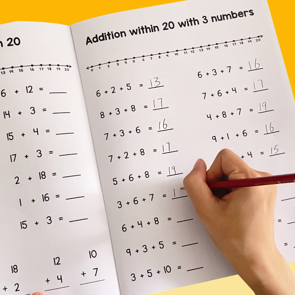 Kid Math Exercise Workbook Addition & Subtraction within 20 Number Axis ...
