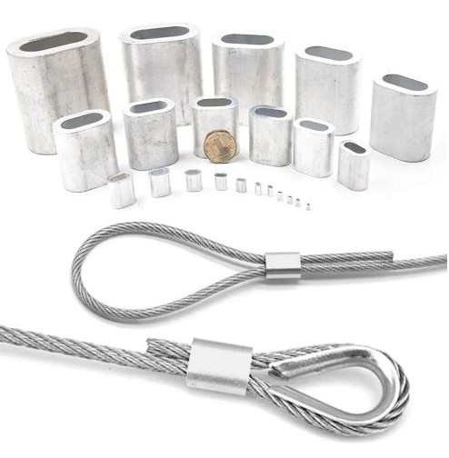 (LOCAL) Oval Aluminium Ferrule Wire Crimp Sleeve Loop Steel Wire Rope ...