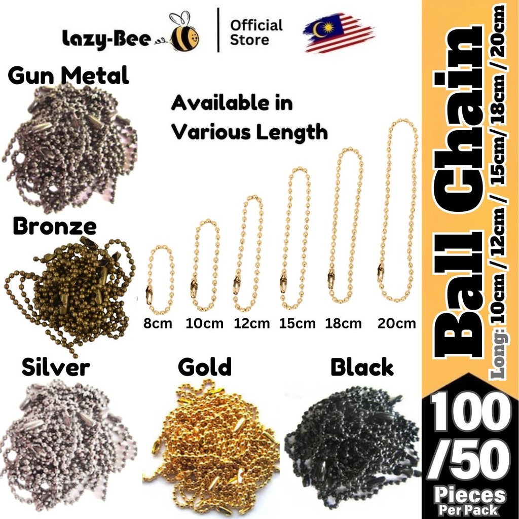 LAZY BEE Ball Chain Keychain Ring Bead Chain Iron Based Alloy Tag DIY ...