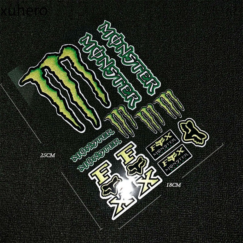 Monster Energy Reflective Motorcross Motorcycle Stickers Decals ...