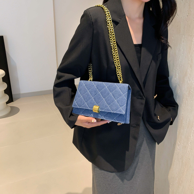Trendy Chic And Small Square Shoulder Bag For Women In Color Blue Light ...