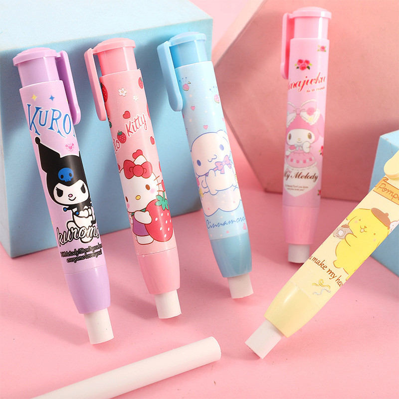 Refillable Push Type Cute Cartoon Eraser Pen Mechanical Pencil Rubber ...
