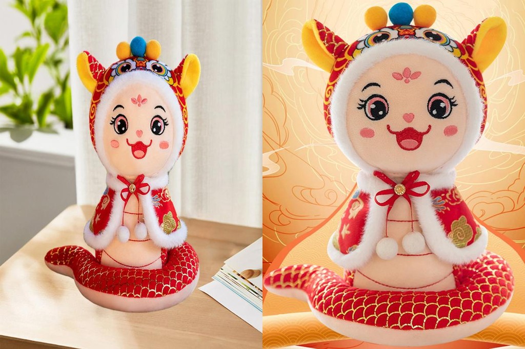 BL- Plush Snake Doll Colorful New Year Doll 2025 Chinese New Year Snake ...