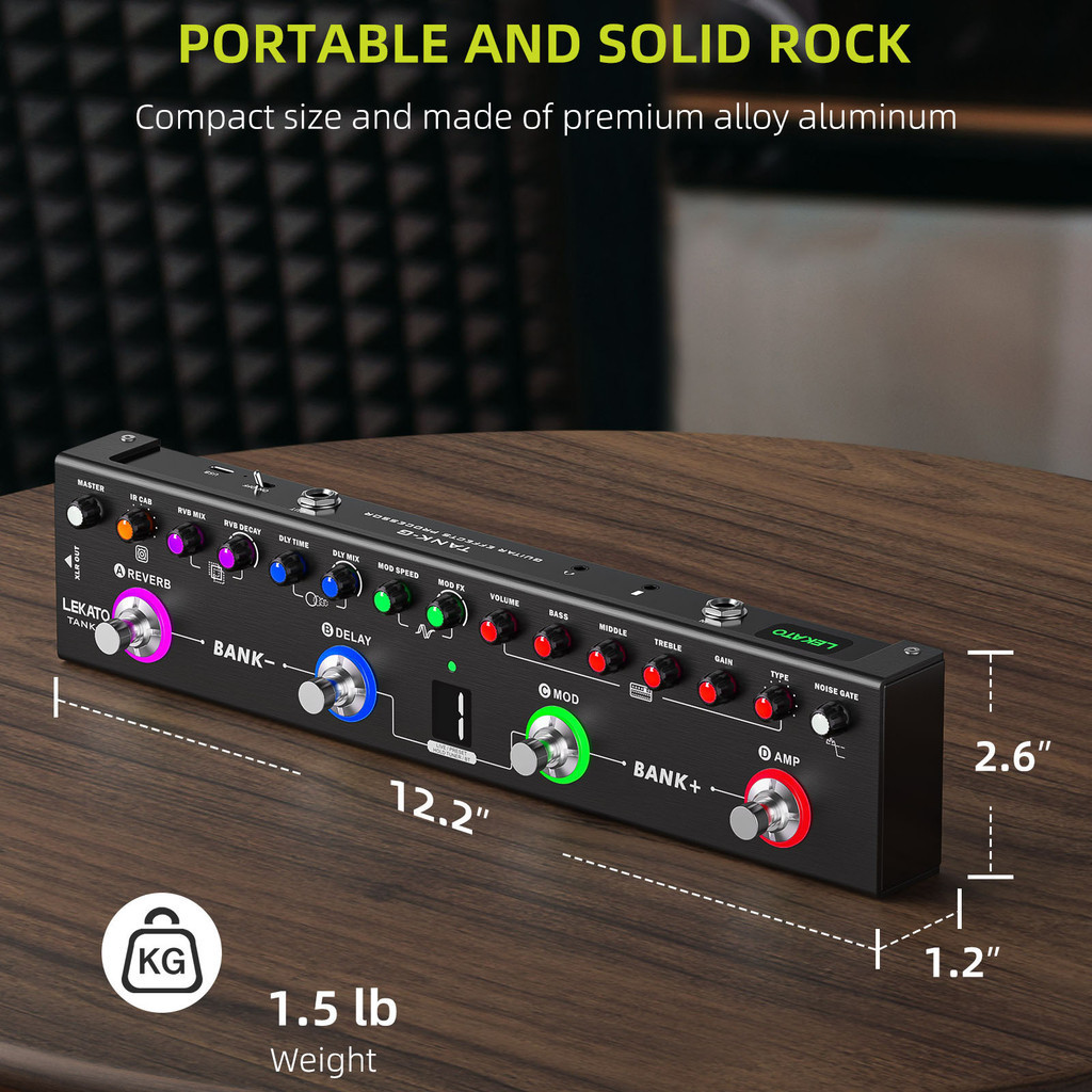 LEKATO Tank-G Multi Effects Guitar Pedal Guitar Effects Pedal with 36 ...