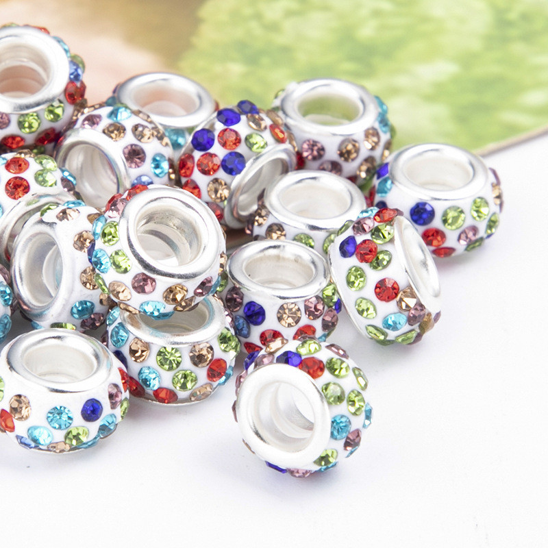Mixed 10pcs hot sale three rows of eyelet diamond beads clay balls ...